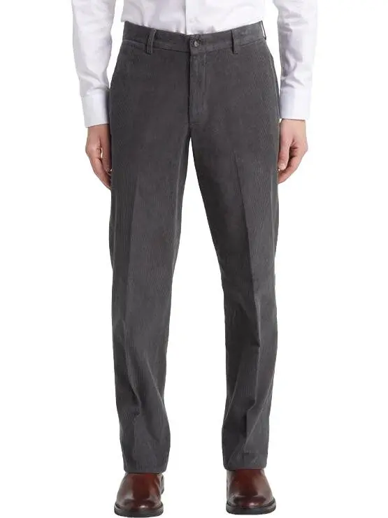 Berle Flat Front Corduroy Trousers - Moss
