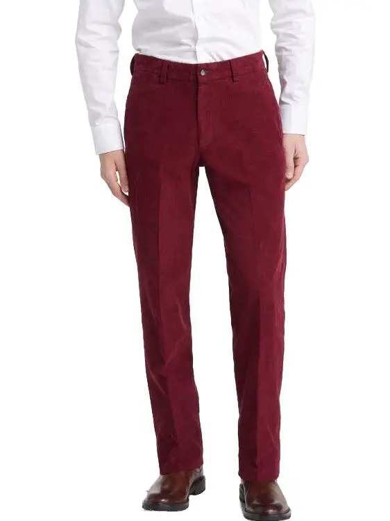 Berle Flat Front Corduroy Trousers - Wine