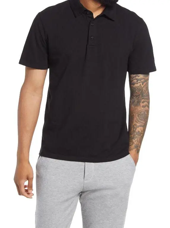 Vince Regular Fit Garment Dyed Cotton Polo - True Black