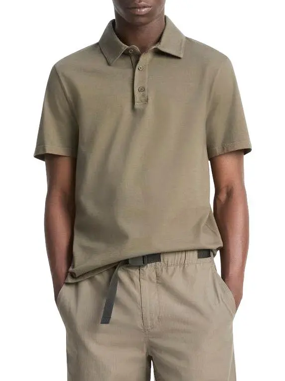 Vince Regular Fit Garment Dyed Cotton Polo - Washed Dome