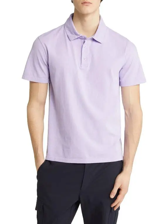 Vince Regular Fit Garment Dyed Cotton Polo - Washed Wild Iris