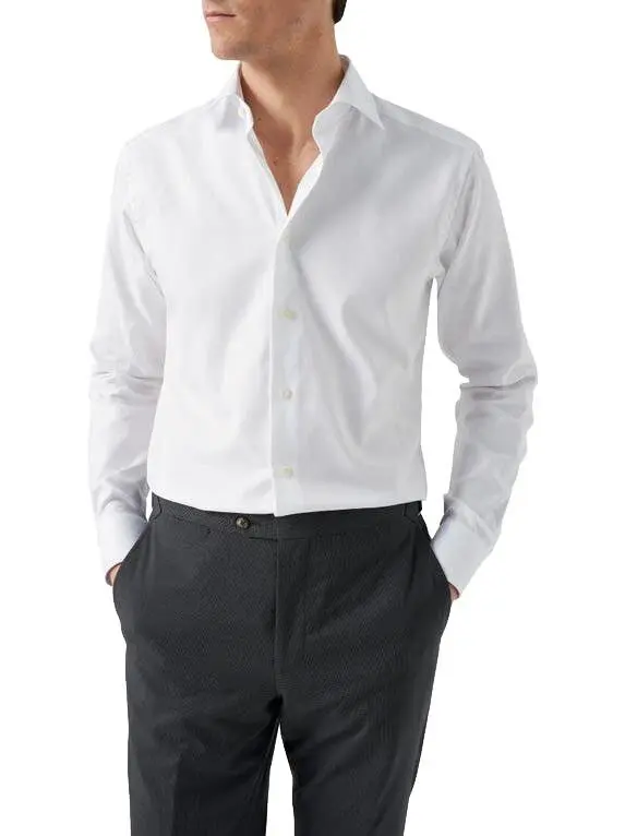Eton Contemporary Fit Diagonal Weave Shirt - White/white