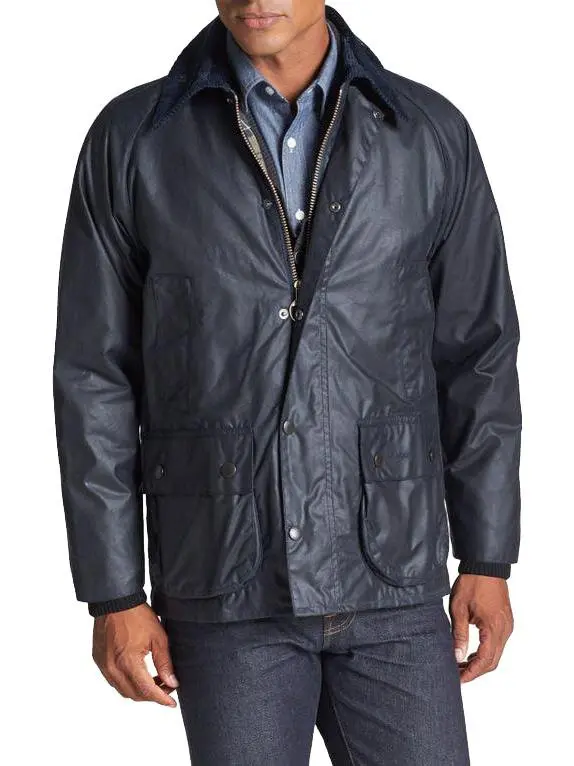 Barbour Bedale Water Resistant Waxed Cotton Jacket - Navy