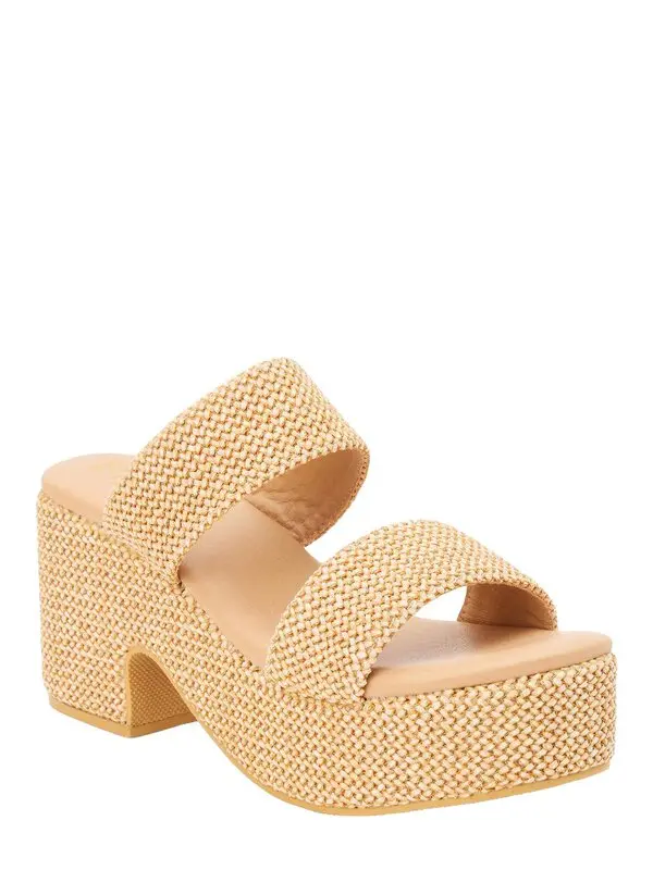 Matisse Ocean Ave Espadrille Platform Slide Sandal - Chestnut Raffia