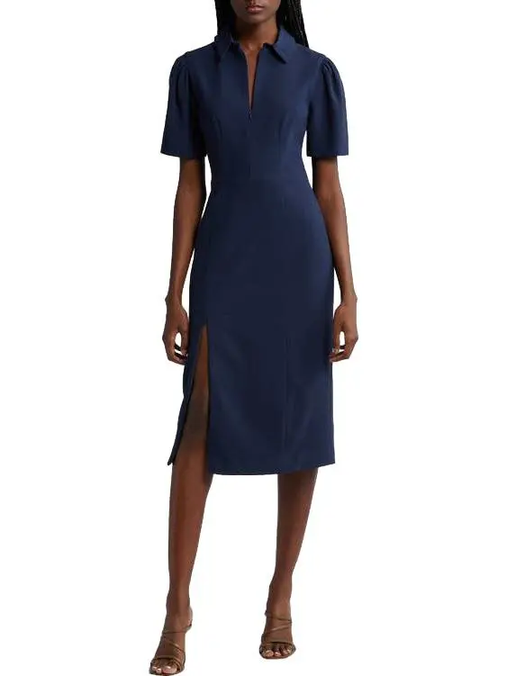 Dress The Population Gloria Front Zip Sheath Dress - Midnight Blue