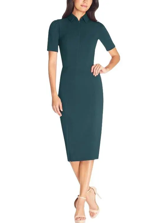 Dress The Population Gloria Front Zip Sheath Dress - Pine