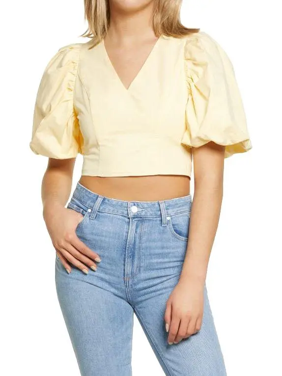 Endless Rose V-neck Crop Top - Yellow