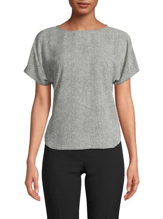 Anne Klein Microdot Short Sleeve Top - Anne White/anne Black
