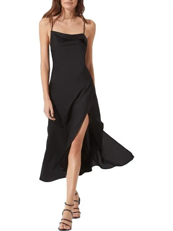 Astr The Label Cowl Slip Midi Dress - Black