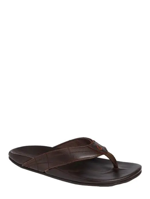 Olukai Hokule’a Kia Flip Flop - Dark Wood Leather