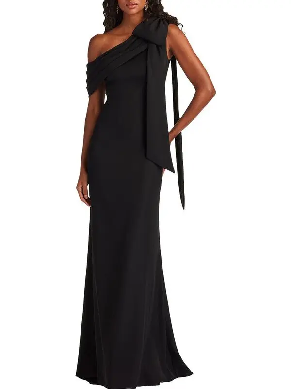 Tadashi Shoji One-shoulder Column Gown - Black