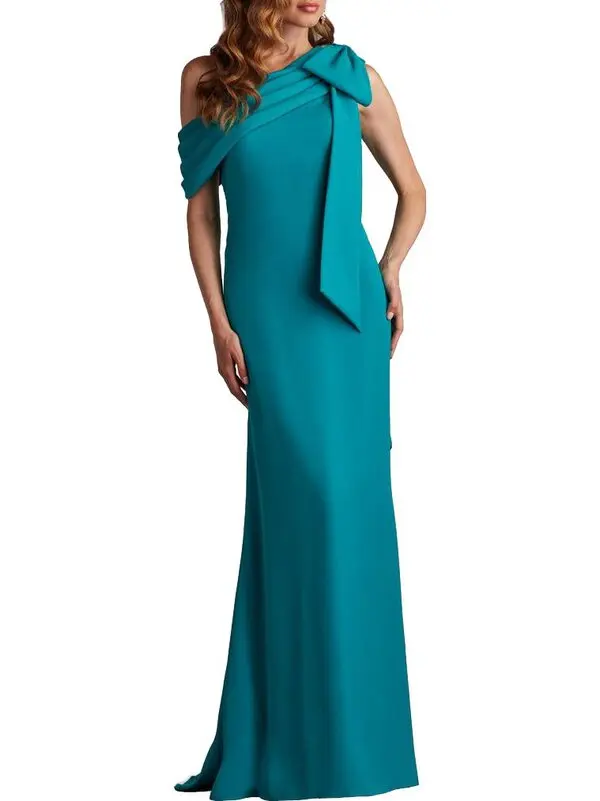 Tadashi Shoji One-shoulder Column Gown - Dusty Teal