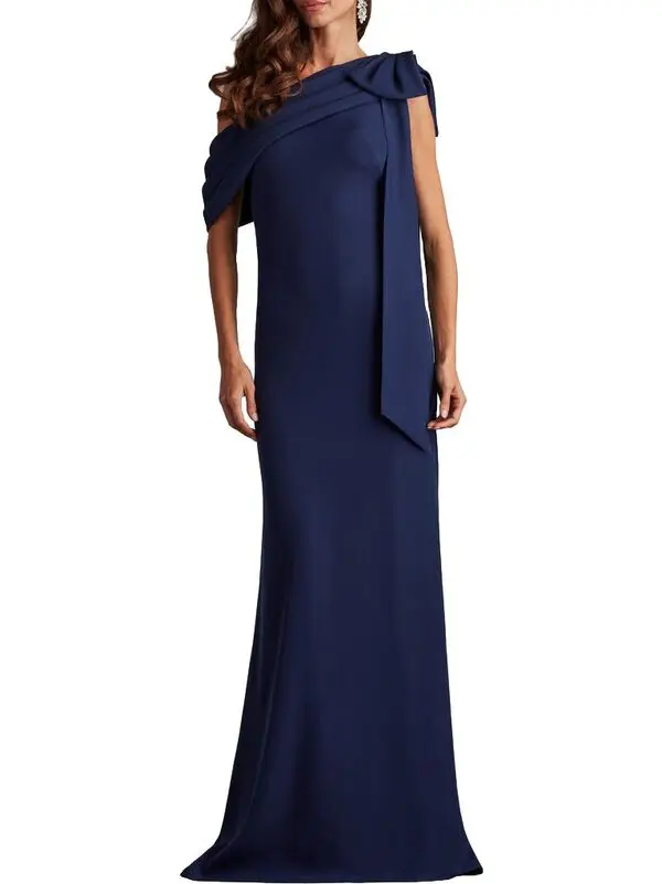 Tadashi Shoji One-shoulder Column Gown - Navy