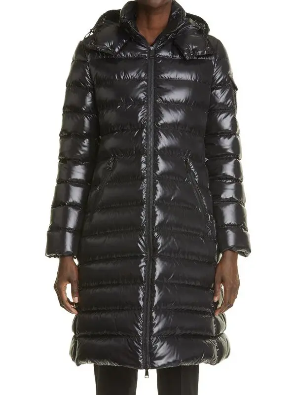 Moncler Moka Water Resistant Long Hooded Down Puffer Parka - Black
