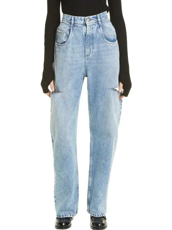 MAISON MARGIELA Ripped Straight Leg Jeans - Denim