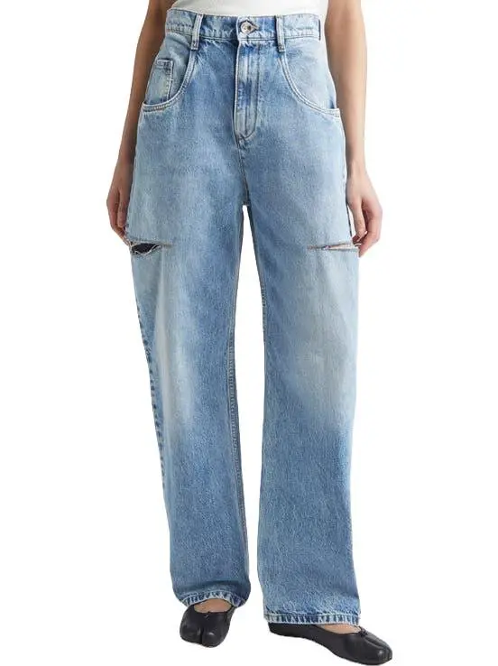MAISON MARGIELA Ripped Straight Leg Jeans - Denim