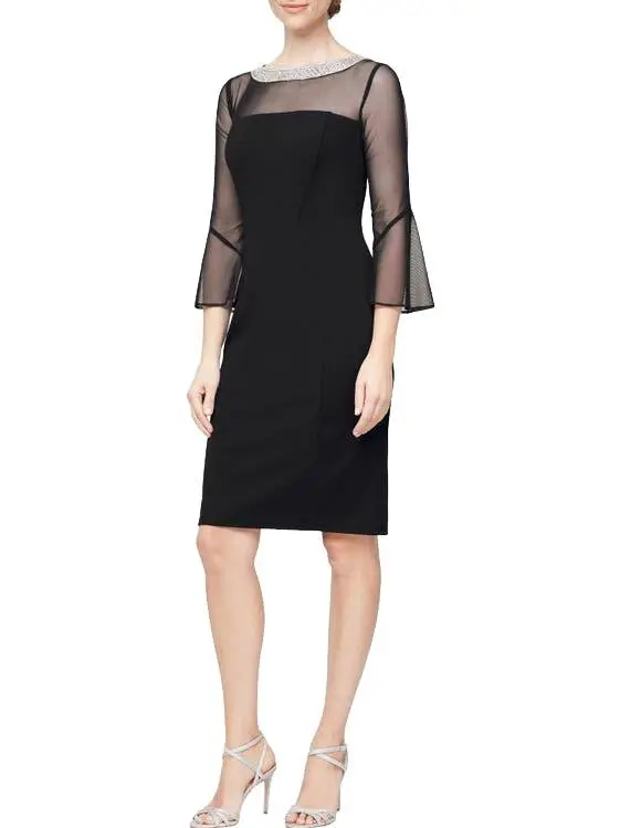 Alex Evenings Embellished Shift Cocktail Dress - Black
