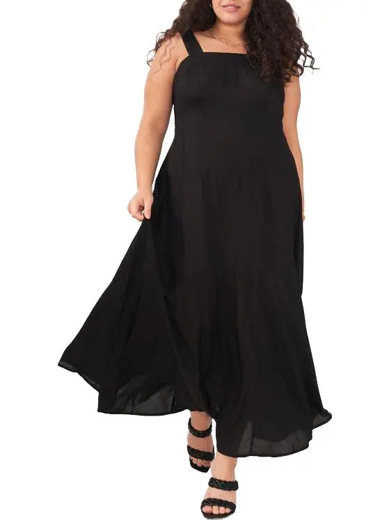 Vince Camuto Sleeveless Tiered Maxi Dress - Rich Black