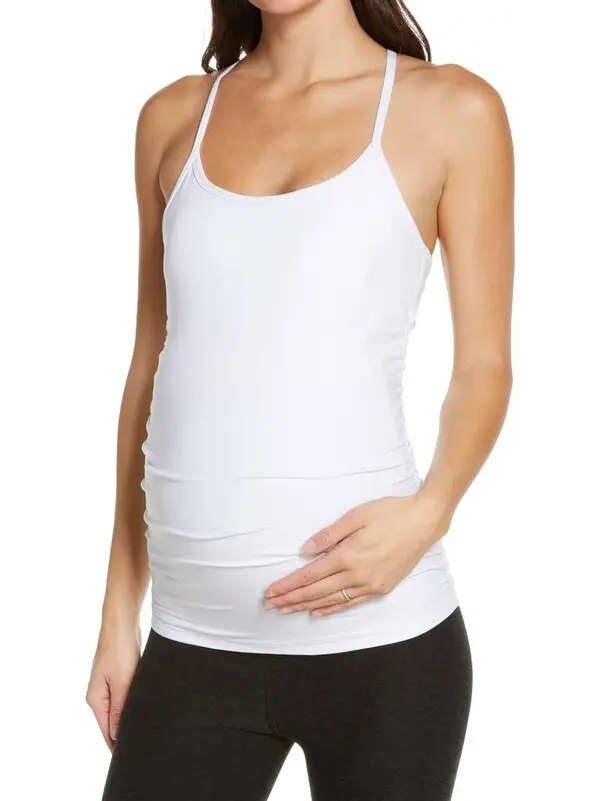 Beyond Yoga Maternity Racerback Tank - Cloud White