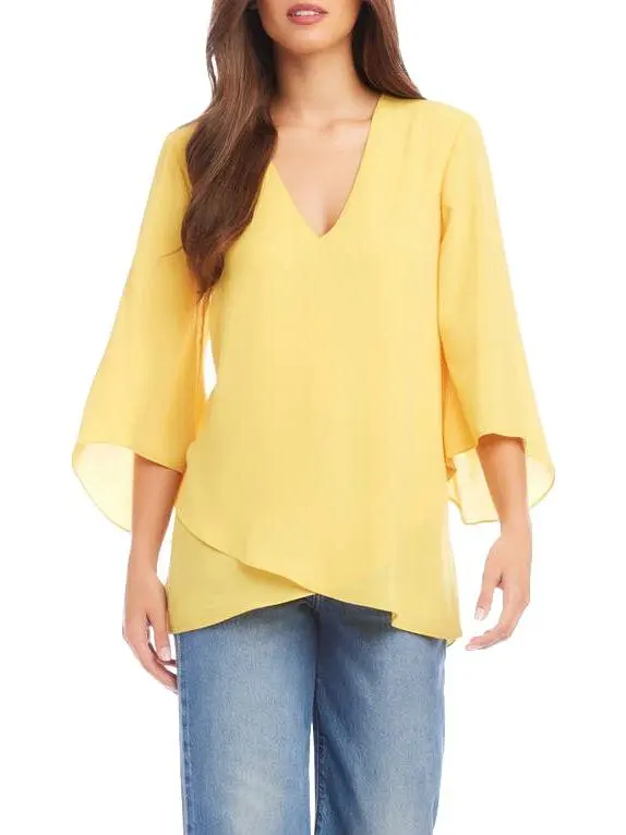 Karen Kane Asymmetrical Crepe Top - Bright Yellow
