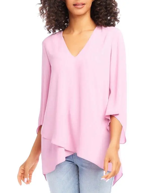 Karen Kane Asymmetrical Crepe Top - Dusted Pink