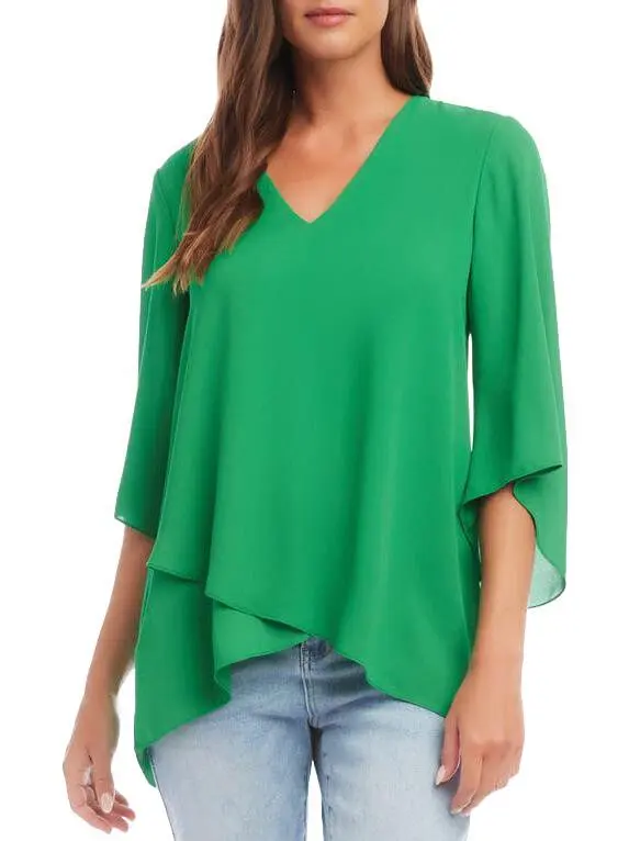 Karen Kane Asymmetrical Crepe Top - Green Grass
