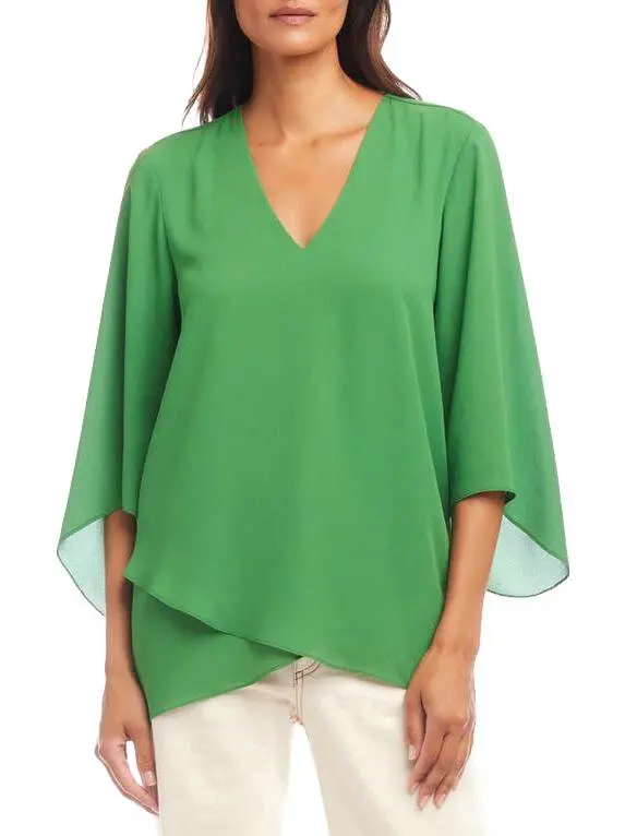 Karen Kane Asymmetric Crossover Hem Top - Green