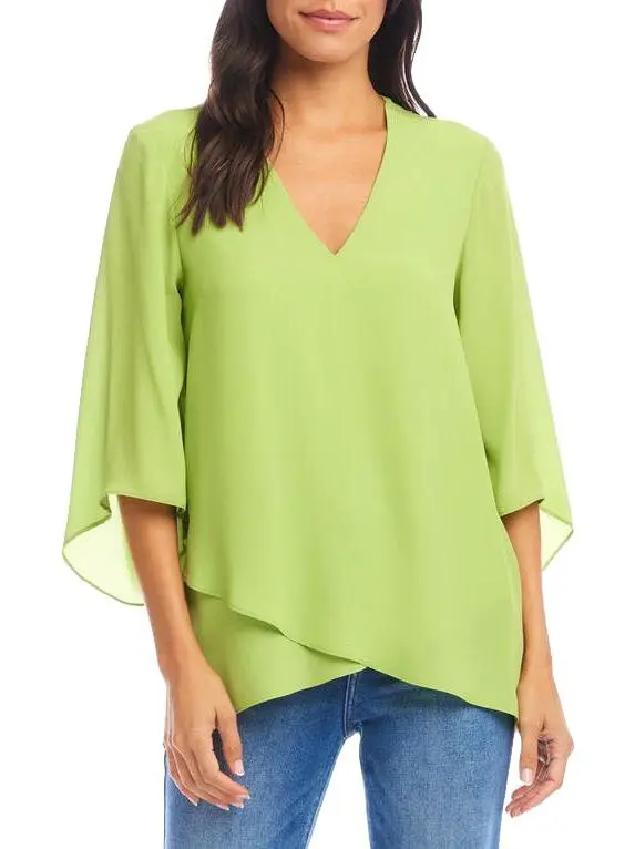 Karen Kane Asymmetric Crossover Hem Top - Kiwi