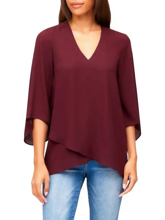 Karen Kane Asymmetrical Crepe Top - Wine