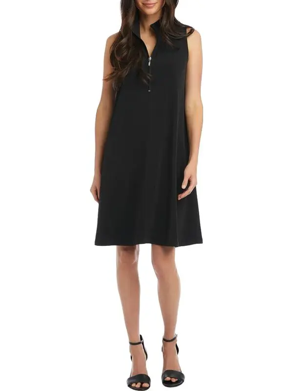 Karen Kane Travel Half Zip Shift Dress - Black