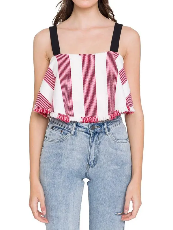English Factory Stripe Crop Tank - Red