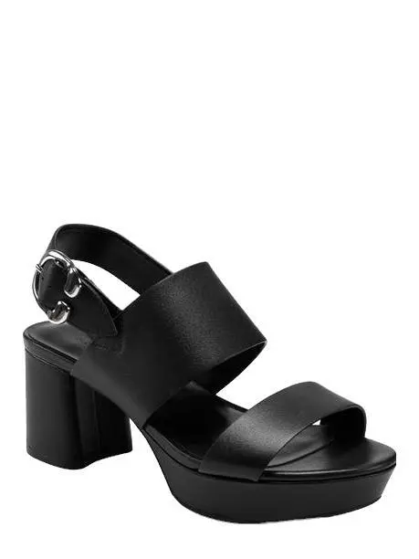 Aerosoles Platform Slingback Sandal - Black Leather
