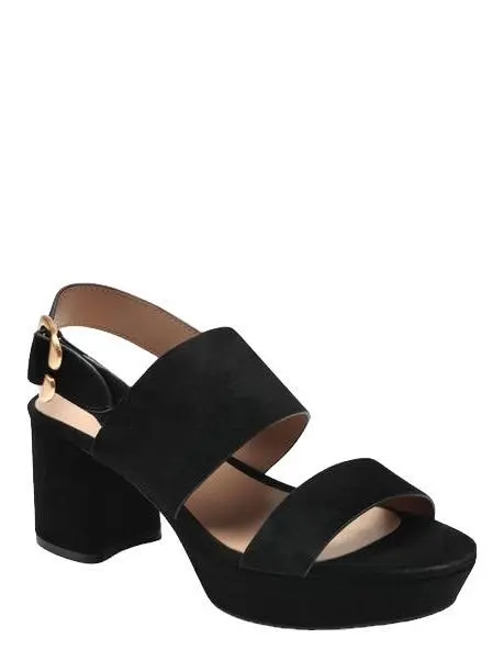 Aerosoles Platform Slingback Sandal - Black Suede