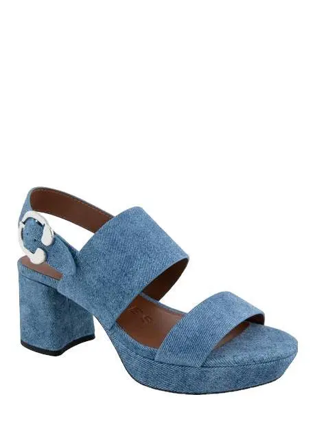 Aerosoles Platform Slingback Sandal - Blue Jean Denim Suede
