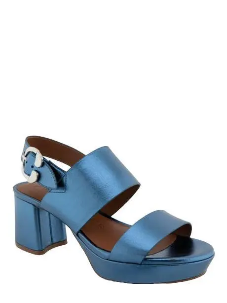 Aerosoles Platform Slingback Sandal - Blue Metallic Leather