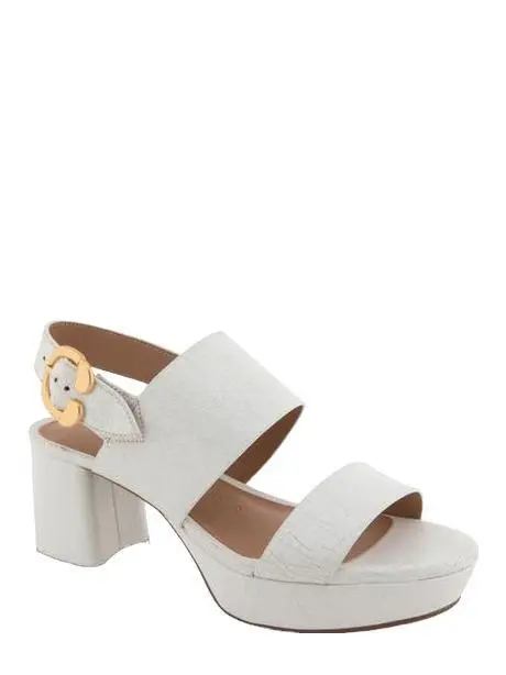 Aerosoles Platform Slingback Sandal - White Crackled Leather
