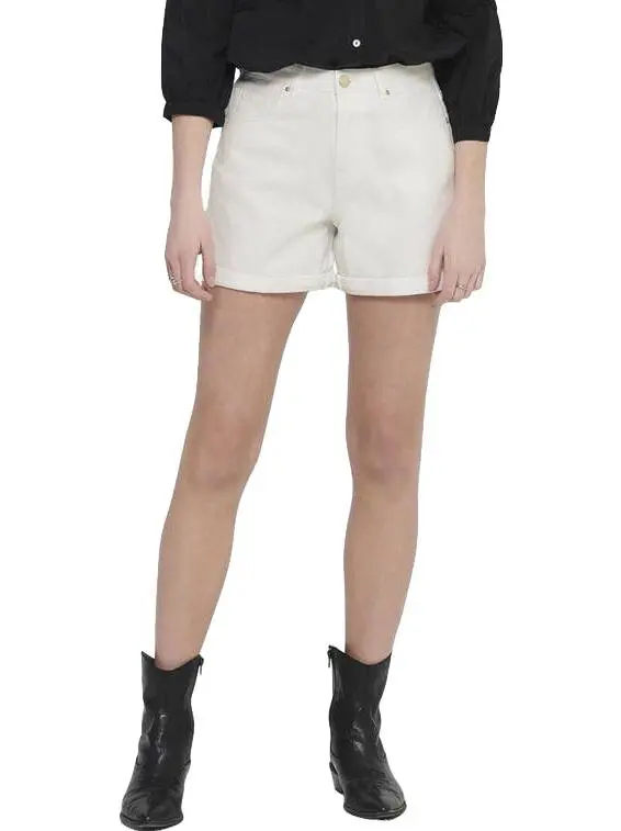 Only High-waisted Cuffed Denim Shorts - White