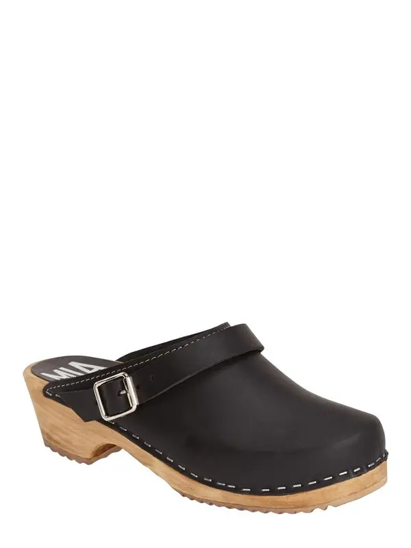 Mia Alma Clog - Black Leather