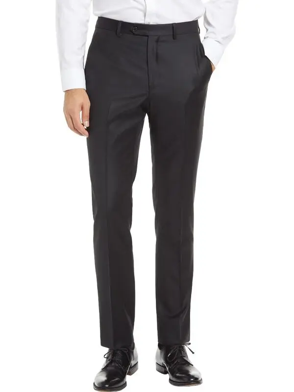 Santorelli Roma Loro Piana Wool Serge Dress Pants - Black
