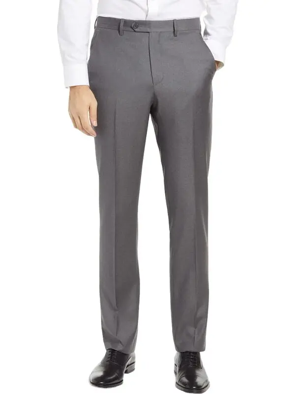 Santorelli Roma Loro Piana Wool Serge Dress Pants - Grey