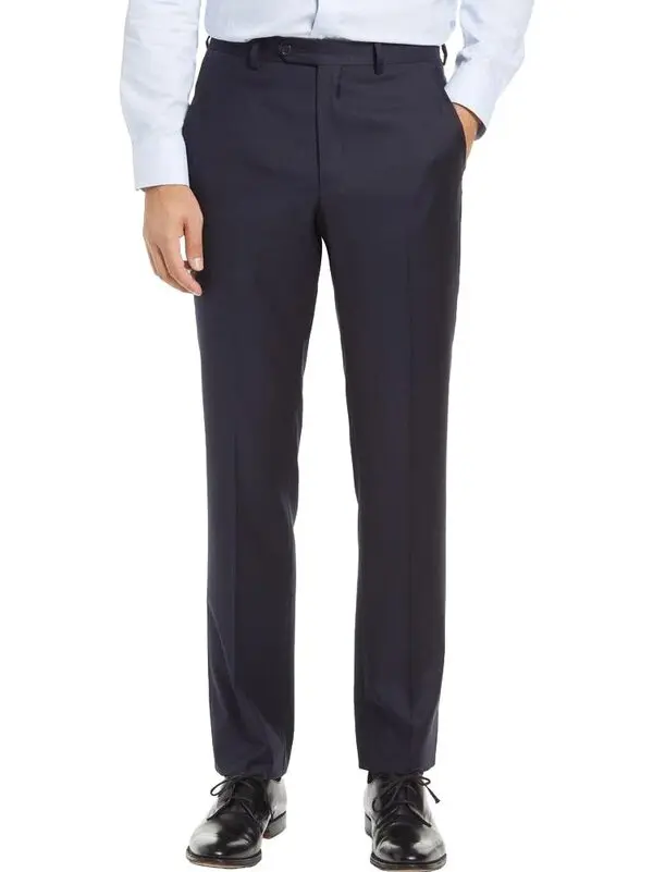 Santorelli Roma Loro Piana Wool Serge Dress Pants - Navy