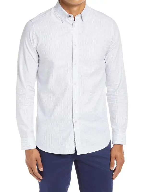 Ted Baker London Lintsy Slim Fit Microprint Button-up Shirt - White