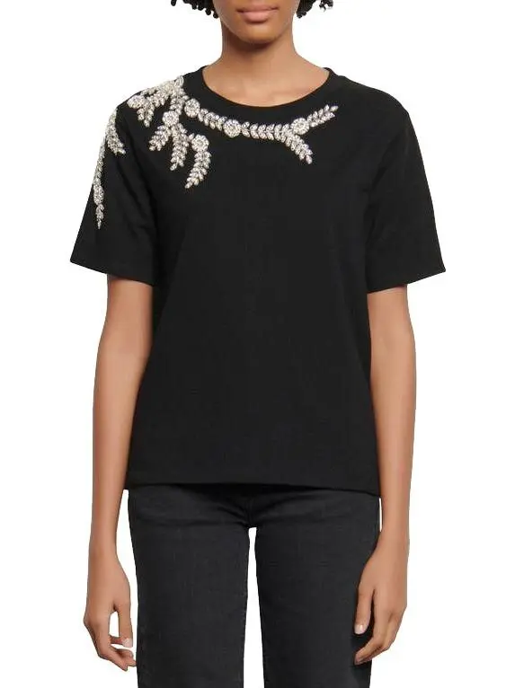 Sandro Rhinestone T-shirt - Black