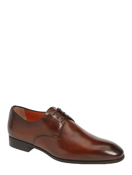 Santoni Induct Plain Toe Derby - Brown