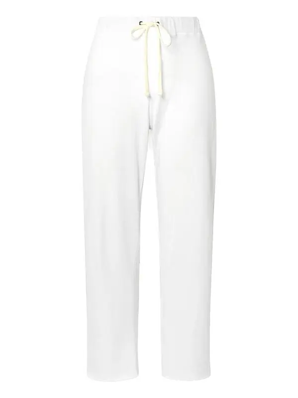 JAMES PERSE Cropped Supima Cotton-terry Track Pants - White