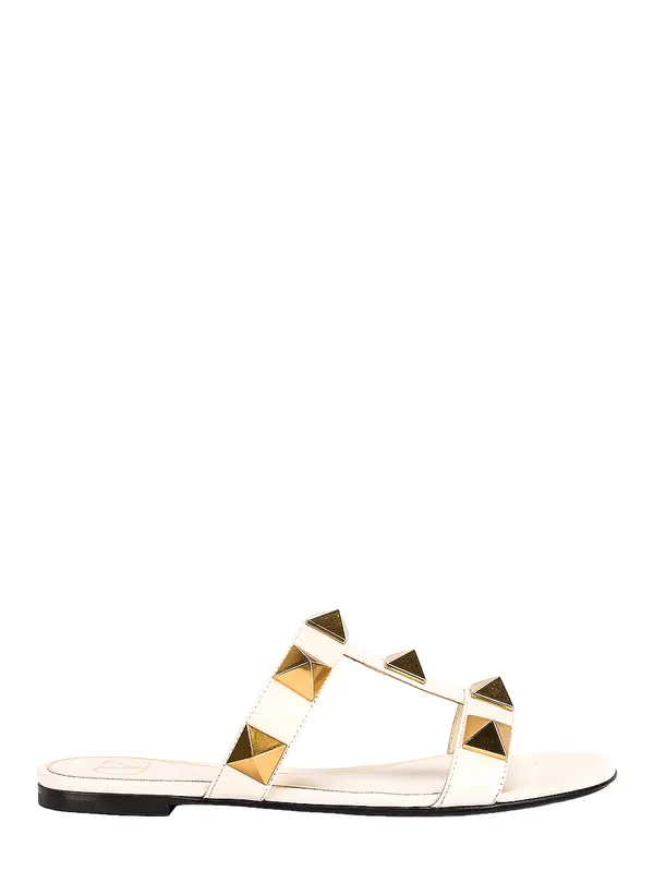Valentino Garavani Roman Stud Slides - Light Ivory