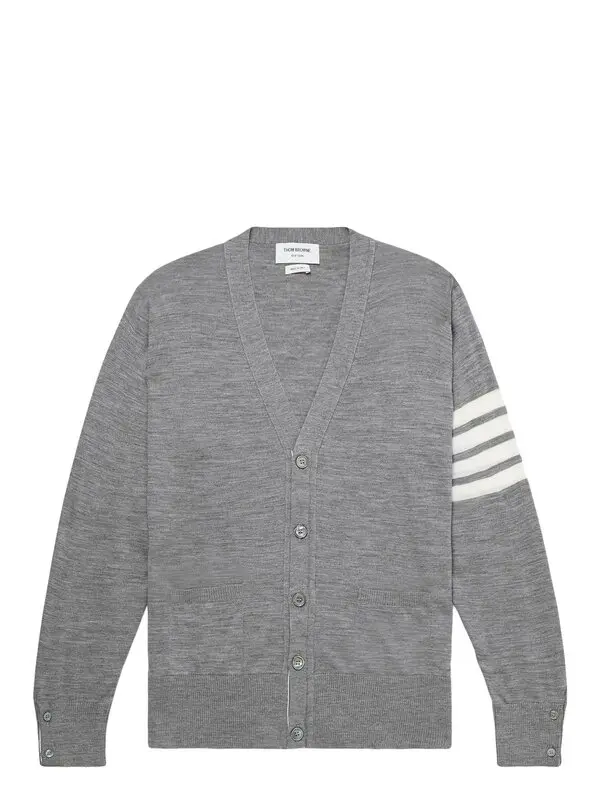 Thom Browne Striped Wool Cardigan - Gray