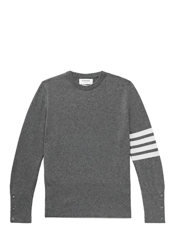 Thom Browne Slim-fit Striped Cashmere Sweater - Gray