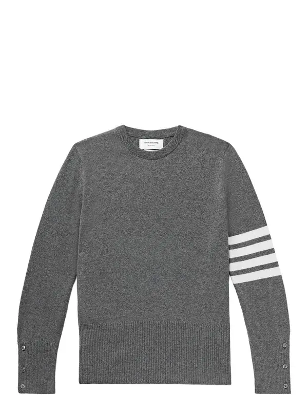 Thom Browne Slim-fit Striped Cashmere Sweater - Gray