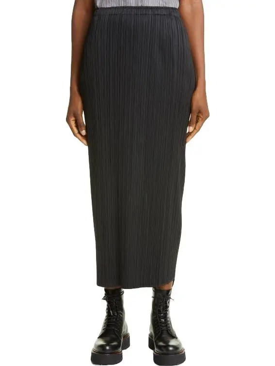 Issey Miyake Basics Pleated Midi Skirt - Black